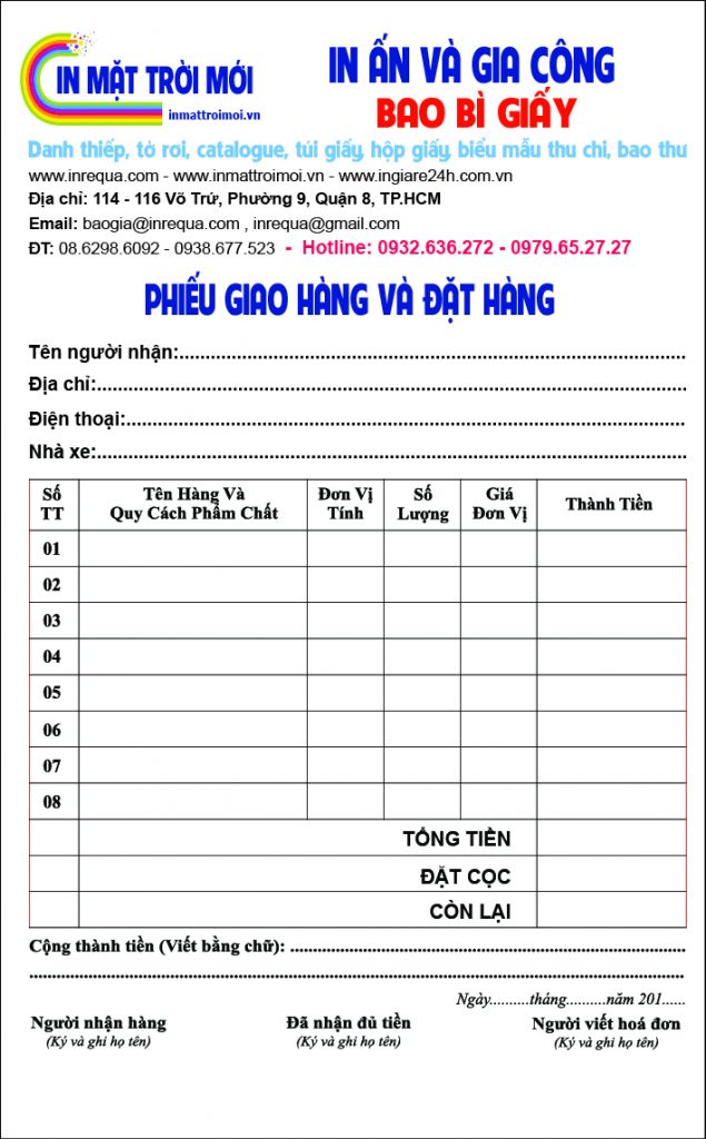 Phieu giao hang va dat hang-01 in hoa don, phieu thu, phieu chi inrequa ...